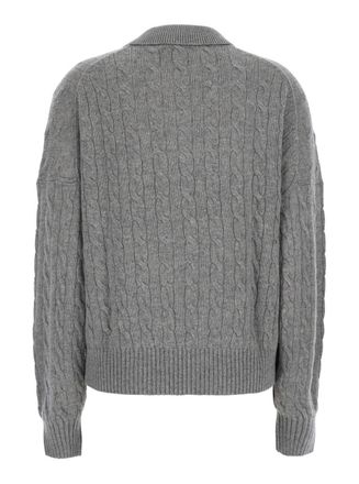 Polo Ralph Lauren Womens Cable Knit Wool-Cashmere Sweater Grey Tops Top