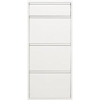 Kare Design Design Schuhschrank Caruso 3+1, Wei&szlig;, 119x50x15 cm, Schuhkipper, Stahl, mit Platz f&uuml;r 6 Paar Schuhe, Flur