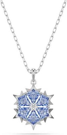 Swarovski Pendentif Magic, Flocon de neige, Bleu, Métal rhodié