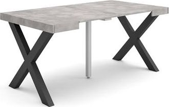 Skraut Home | Ausziehbarertisch | Multifunktionaler ausziehbarer | 160 | F&uuml;r 8 G&auml;ste | Massivholz Beine | Moderner Stil | Zement
