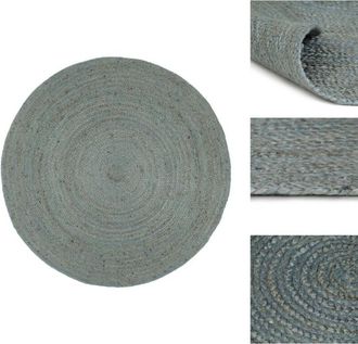 vidaXL Teppich Handgefertigt Jute Rund 240 cm Olivgrün - Naturfaser Teppich - Jute Teppich - Runder Teppich - Wohnzimmer Teppich - Schlafzimmerschmuck
