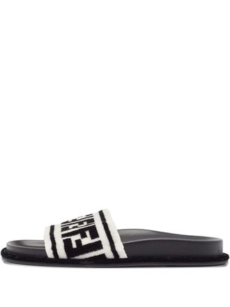Fendi Flache Sandalen mit Logo-Band - Wei&szlig;