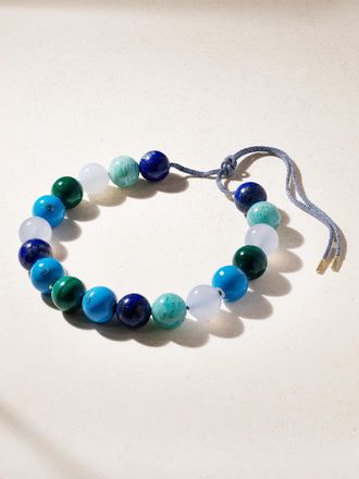 Carolina Bucci East Village Kette Aus Lurex Mit Mehreren Steinen Und Details Aus 18 Karat Gold - Blau