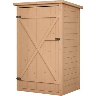 OUTSUNNY Armoire abri de jardin remise pour outils - grande porte verrouillable loquet - 2 &eacute;tag&egrave;res - toit bitum&eacute; inclin&eacute; bois de sapin pr&eacute;-huil&eacute;