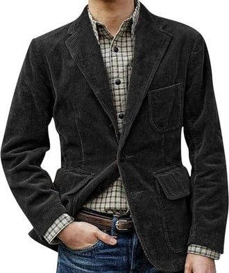 Generic Veste blazer en velours c&ocirc;tel&eacute; pour homme - Vintage Slim Fit marron - Veste classique r&eacute;tro d&eacute;contract&eacute;e pour homme - Blazer doux et confortable pour 
