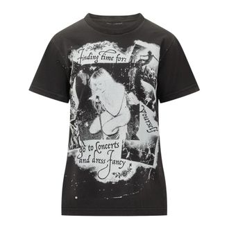 Dolce & Gabbana T-Shirt mit Grafikprint und Used-Look - - Tops - Damen - Schwarzk - S