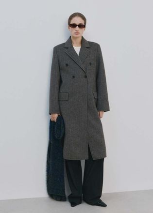 Mango Manteau en laine &agrave; double boutonnage gris - Femme - XS - MANGO