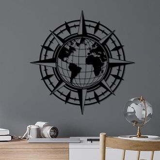 Hanah Home Stylish Black Decorative Metal Wall Accessory, 49 x 49 cm | 100% Metal, 1.5 mm Thick | Easy Wall Mounting, Perfect for Modern Decor