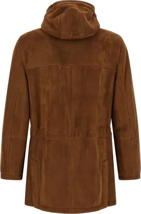 Brunello Cucinelli Suede Lamb Leather Coat - Brown