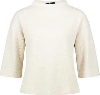 Zero Damen Sweatshirt mit Fischgrätmuster 42, BeigeCream