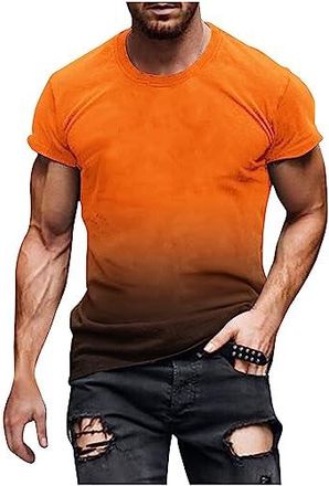 Generic T-shirt &agrave; col rond pour homme, l&eacute;ger, d&eacute;contract&eacute;, &eacute;l&eacute;gant, extensible, confortable, respirant, basique &agrave; manches courtes, chemise de course &agrave; pied et