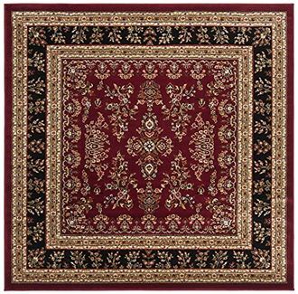 Safavieh Traditionell Teppich für Wohnzimmer, Esszimmer, Schlafzimmer - Lyndhurst Collection, Kurzer Flor, Rot und Schwarz, 120 x 120 cm