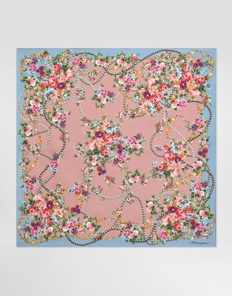 Dolce & Gabbana Small Flower Bouquets-print Silk Twill Scarf 70x70 - Frau Schals Und T&uuml;cher Multicolor Onesize