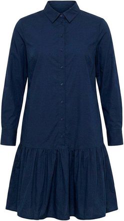 Ulla Popken Midikleid Midikleid Ballonsaum Hemdkragen Langarm