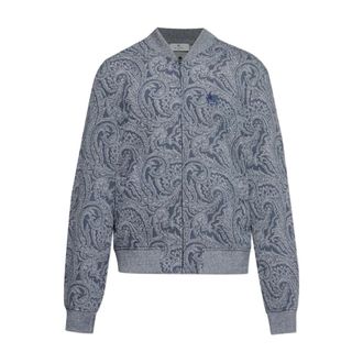 Etro Bomber Jacket with Logo - Homme - Vestes - Bleu - Taille: M