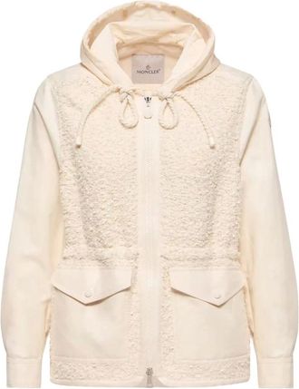 Moncler Femme, Vestes, Beige, Taille: 40 FR Boucl&eacute; Front Jacket L10931A00156599Evf00