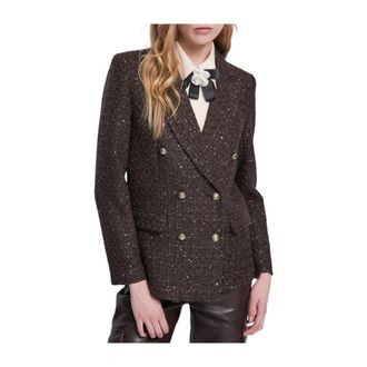 Gaud&igrave; Femme, Vestes, Brun, Taille: 38 FR Blazer Boucl&eacute; Crois&eacute;