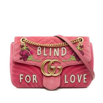 Gucci Sac bandouli&egrave;re matelass&eacute; en velours brod&eacute; Pre-owned - Femme - Pre-owned - Rose - Taille: ONE Size