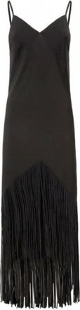 Pinko Pinko, Femme, Robes, Noir, Taille: 46 FR Longue Robe Nuisette &agrave; Franges