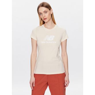 New Balance T-Shirt Essentials Stacked Logo WT31546 Beige Athletic Fit