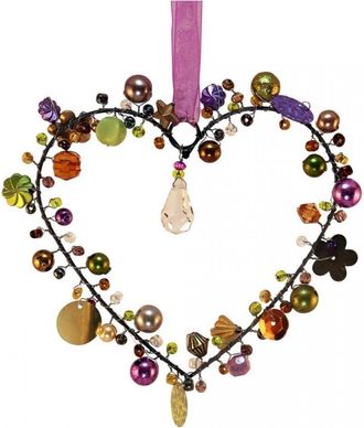Mitienda Fensterdeko Perlenkranz 10cm, Fensterschmuck violett h&auml;ngend, Kranz aus bunten Perlen