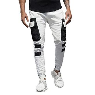 Generic Pantalon cargo pour homme avec plusieurs poches, pantalon de surv&ecirc;tement d&eacute;contract&eacute;, tendance, minimaliste, couleur unie, polyvalent, confortable et 