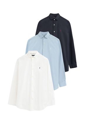 Polo Club Dreierpack Herrenhemden, marineblau, wei&szlig; und hellblau im Slim Fit mit Rigby Go Logo