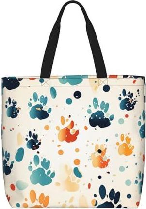 Generic Empreintes De Pattes Sac Courses D&eacute;contract&eacute; Sacs De Courses R&eacute;utilisable Sac &Agrave; Bandouli&egrave;re Pour Voyage Universit&eacute; Gym