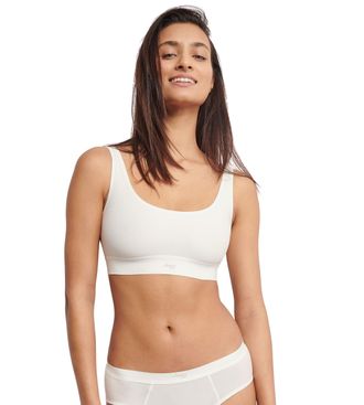 sloggi Bustier SLOGGI EVER Ease, Damen, Gr. L, N-Gr, weiß (silk weiß), Single Jersey, Obermaterial: 82% Baumwolle, 18% Elasthan, unifarben, BHs Bustier, temp