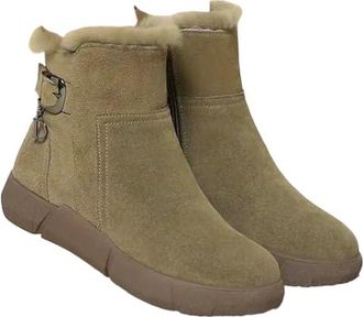 Generic NYSBH Bottes de neige dhiver pour femme - En coton &eacute;pais et chaud - Antid&eacute;rapantes, vert militaire, 40.5 EU