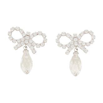 Self Portrait Womens Bow Droplet Earrings Self Portrait Metal Silver Jewelry-Watches