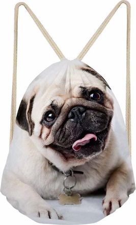 CHAQLIN Rucksack mit Kordelzug f&uuml;r Jungen und M&auml;dchen, Motiv: Mops