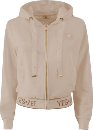Yes-Zee YES Zee, Femme, Sweatshirts et sweats &agrave; capuche, Beige, Taille: 44 FR Short Cotton SweaT-shirt