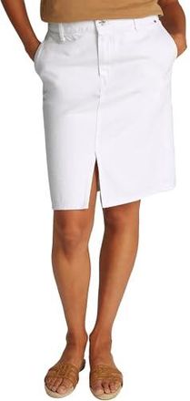 Tommy Hilfiger Jupe en Denim Femme Straight Longueur Genoux, Blanc (Th Optic White), 48
