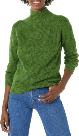 Amazon Essentials Damen-Pullover, weicher Touch, Trichterhals, Zopf, Grün, Größe XXL