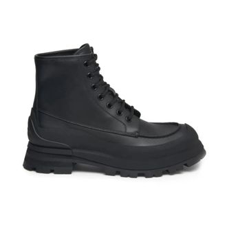 Alexander McQueen Schwarze Leder Wanderstiefel - - Shoes - Herren - Schwarzk - 41 EU