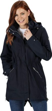 Regatta Damen Alerie Atmungsaktive versiegelte N&auml;hte, vollst&auml;ndig gef&uuml;ttert, Kapuze mit Rei&szlig;verschluss Jackets wasserdichte Shell, Navy, 44