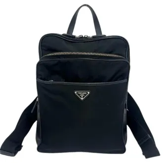 Prada Pre-owned Sac &agrave; dos en nylon Tessuto et cuir Saffiano - unisex - Pre-owned - Noir - Taille: ONE Size