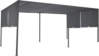 IDMarket Pergola coulissante 2 pans 3x6 M belvédère de jardin toile gris anthracite