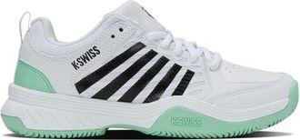 K-Swiss Femme Court Express 2 Clay Chaussure de Tennis, Blanc, néon, Menthe, Noir, 35.5 EU