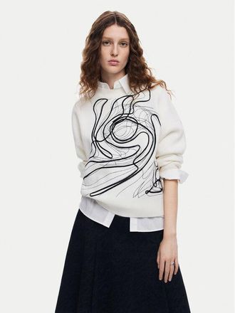 Desigual Pullover Montpellier Lacroix 24WWJF55 Weiß Loose Fit