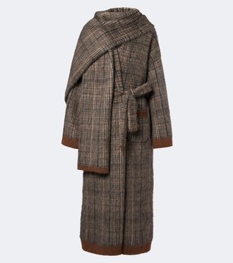 Brunello Cucinelli Manteau portefeuille en mohair et laine m&eacute;lang&eacute;s