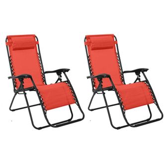 M&S Collection Lot de 2 fauteuils relax en textil&egrave;ne rouge -PARALIA