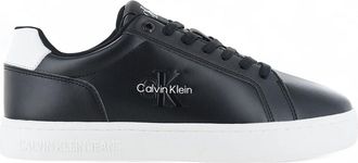 Calvin Klein Herren Cupsole Sneaker Classic Mono aus Leder, Schwarz (Black/Bright White), 44