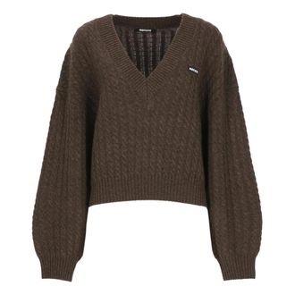 Rotate Rotate Birger Christensen, Femme, Pulls, Brun, Taille: 40 FR Pull col en V torsad&eacute;