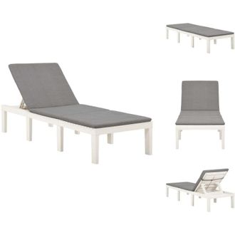 vidaXL Sonnenliege mit Auflage Kunststoff Wei&szlig; - Sonnenliege - Gartenliege - Liege - Outdoor M&ouml;bel - Pool Accessoire