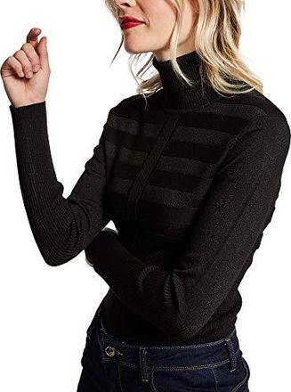 Morgan Femme 202-mentosa Pull Manche Longue Col Roulé Lurex Mentosa Noir TXL, Noir, XL EU