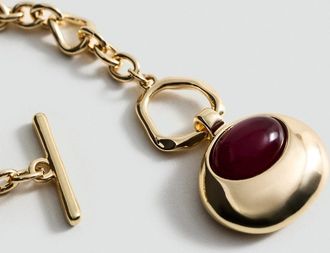 Mango Collier &agrave; maillons et cercle or - Femme - Taille unique - MANGO