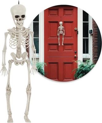 Com-Four Squelette décoratif pour Halloween - Squelette en Plastique à accrocher - Squelette avec Facteur Effrayant pour Halloween, Carnaval, soirées à thème (