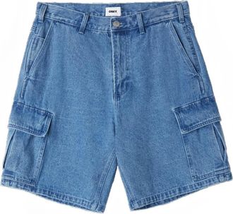 Obey short boutonné à poches cargo - Bleu